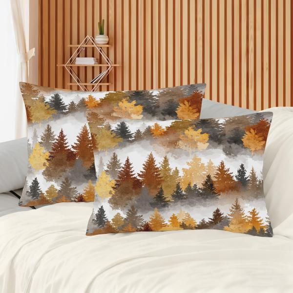 商品名:  Misty Forest Pillow Shams Standard Size, Watercolor Woodland Pillow Covers 20"x26", Set of 2, Soft Microfiber Natu...