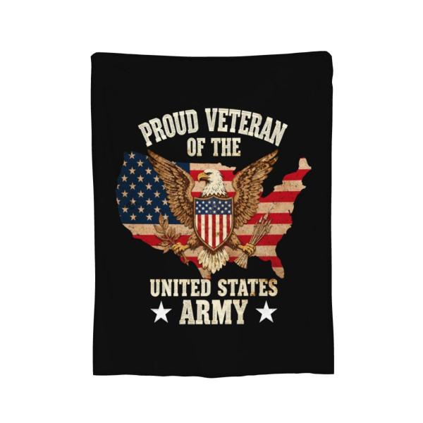 商品名:  Proud Veteran of The Army - USA Flag Soldier Veteran Premium Fleece Blanket, Ultra-Soft Plush Throw Blanket for Be...