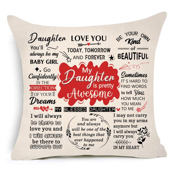 商品名: お母さん、姉妹、叔母、孫娘へのギフト 装飾用クッションカバー 18x18インチ ソフトベージュ プリント 枕カバー モダン ファームハウス ホームデコレーション ソファ リビングルーム カウチ ベッド (娘) Aconesong ...