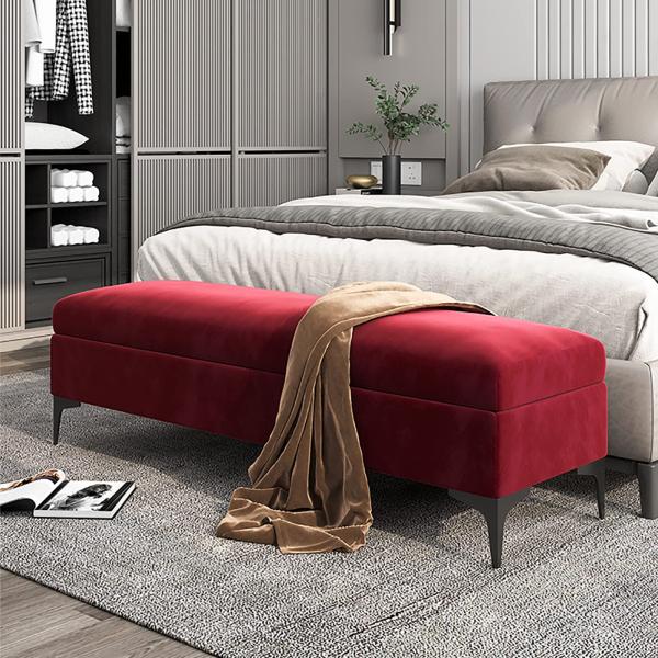 商品名:  Storage Bench,Storage Bench Velvet Upholstered End of Bed Bench,Premium Storage Chest Bedroom Bench with Storage,N...