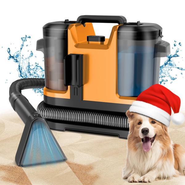 商品名: Vaconly ポータブルスポットクリーナーマシン カーペットと室内装飾用 - 18Kpa カーペットクリーナー デュアルブラシヘッド付き 移動簡単 家具用クリーニングマシン イエロー Vaconly Portable Spot ...