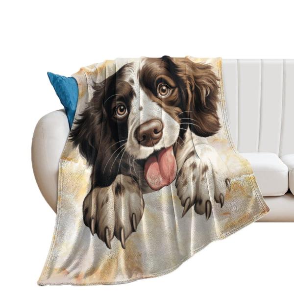 商品名:  English Springer Spaniel Blanket, Throw Blanket for Flannel Blankets Lightweight Cozy for Bed Couch Sofa 80"x60"ブラ...