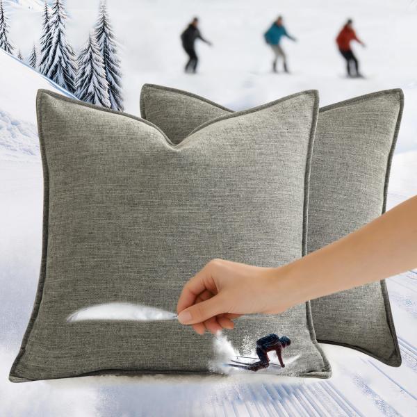 商品名: iPAHANA ラグジュアリーリネン シェニール スロー枕カバー 18x18インチ 2枚セット ニュートラルモダン ボーホー ファームハウス 装飾枕カバー クッションケース カウチ リビングルーム ベッド ホームデコレーション ミ...