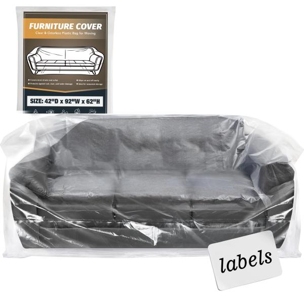 商品名: プラスチッククリアソファラブシート家具カバー 引っ越し収納用 防水 防塵 特大引っ越しバッグ ラベル付き バッグオープンサイズ 68×62×42インチ Vindafjord Plastic Clear Sofa Furniture...