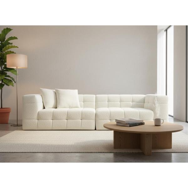 商品名:  MunmenEly 110" Modular Cloud Couch Sectional - 4-Seats Boneless Couch Plush Teddy Fabric, Foam Modular Sofa for Li...