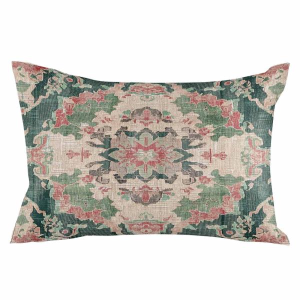 商品名:  Pink Green Boho Pillowcase Queen Size 20x30, Abstract Medieval Vintage Ethnic Floral Reversible Throw Pillow Cover...