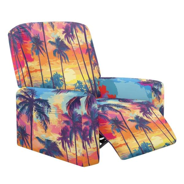 商品名: GLENLCWE ヤシの木のリクライニングカバー 4ピース リクライニングカバー ストレッチ カバー ソファ 怠惰な男の子、犬の猫 読書室の家具のためのクローフルサンセットプリントソファカバー GLENLCWE Palm Tree...