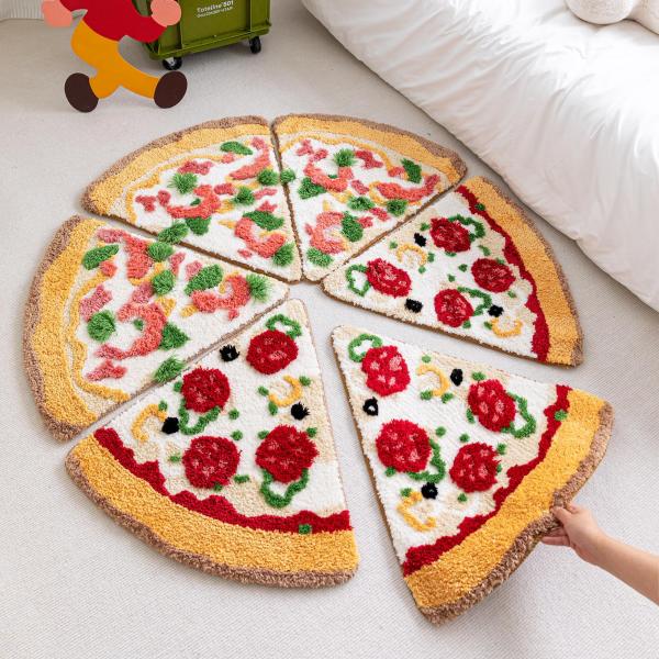 商品名:  Funny Pizza Party Decorations Rugs，24×24 inch Non-Slip Cute Comical Fluffy Machine Washable Carpet for Bedroom Liv...