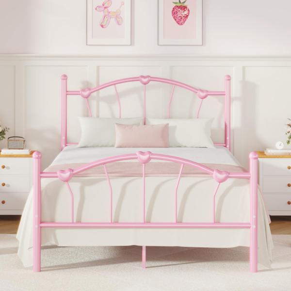 商品名:  IMMERSTABLE Twin Bed Frames, Bed Frame Twin with Headboard, Heart-Shaped Decorative Headboard and Footboard, Heavy...