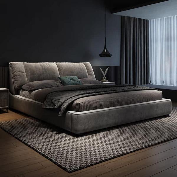 商品名:  LSIGHTUS Modern King Size Genuine Leather Wood Bed with Headboard and Storage Drawers Upholstered Platform Bed Fra...