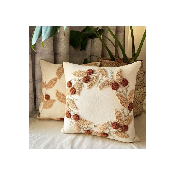 商品名:  Punch Embroidered Throw Pillow Cover, Floral Pattern, Decorative Cushion Case for Living Room Bedroom Sofa, 1 Piec...