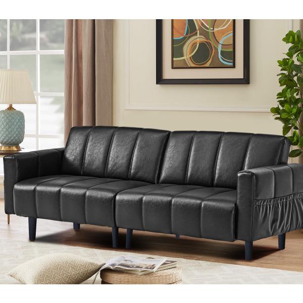 商品名:  HMHKHN Comfy Faux Leather Couch for Chill Office Lounge, Adjustable Backrest, Convenient Side Pockets, Home-Ready ...