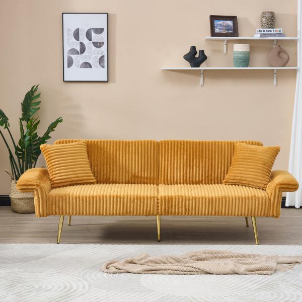 商品名:  INTERHOMART 79" Corduroy Futon Sofa Bed, Small Couch, Loveseat, Convertible Futon Sleeper Sofa with Folding Armres...