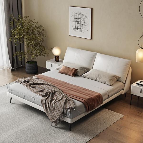 商品名:  LSIGHTUS White Modern Genuine Leather Bed Upholstered Platform Bed Frame with Headboard and Storage Drawers Wooden...