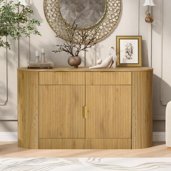 商品名:  Modern 55'' Storage Cabinet Sideboard with Vertical Striped Doors and Drawers, Wooden Entryway Console Table Sofa ...
