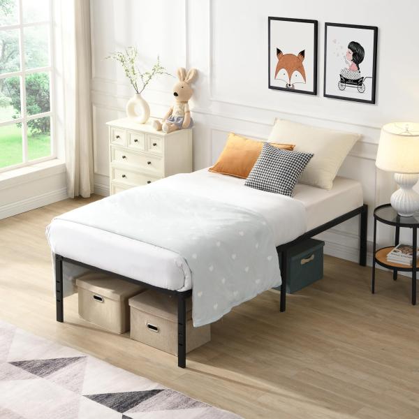 商品名:  Qwtrvlizi Twin Size Bed Frame, Heavy Duty Metal Bed Frame, Quick &amp; Easy Assembly, No Noise, BlackTWINブランド: Qwt...