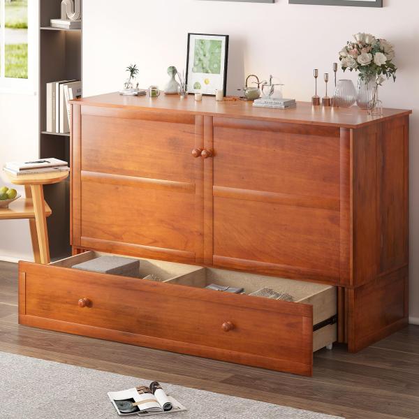 商品名:  BALUS Queen Size Murphy Bed Cabinet, Modern Foldable Bed Cabinet with USB Charging Station, Large Storage Drawer a...