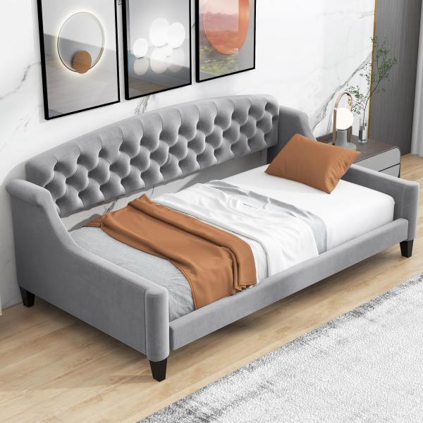 商品名:  Harper &amp; Bright Designs Full Size Modern Luxury Tufted Upholstered Button Daybed Frame, Sofa Bed for Bedroom, ...
