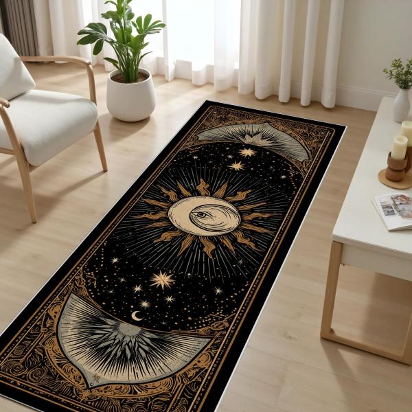 商品名:  Bohemian Celestial Runner Rug Non Slip, Sun and Moon Carpet Runners for Hallway 2x7 ft, Gothic Tarot Astrology Thr...