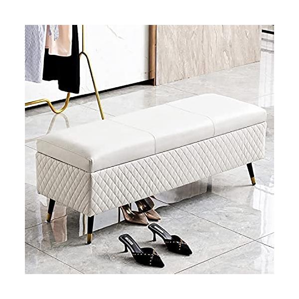 商品名:  Shoe Storage Bench,Upholstered Leather for Bedroom Entryway Modern Green Bench 100x40x45cm Premium End of Bed Furn...