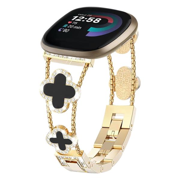 商品名: Alociaga キラキラバンド Fitbit Versa 2/1/Lite/SE、22mmダイヤモンドフォー-クローバースタイリッシュレディースストラップ交換用 Fitbit Versaスマートウォッチ用 Alociaga Bl...
