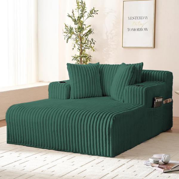 商品名:  PUREMIND 50" Chaise Lounge Chair Indoor, Oversized Cloud Couch, Deep Seat Sleeper Sofa Bed with 2 Cup Holders &amp...