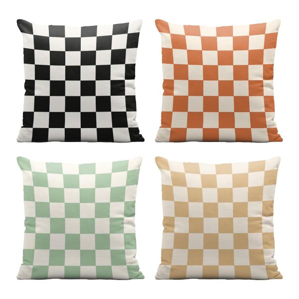 商品名:  XJHBHJ Retro Checkerboard Pillow Covers 18x18 Inch Set of 4, Vintage Black White Plaid Cushion Case Outdoor Sofa T...