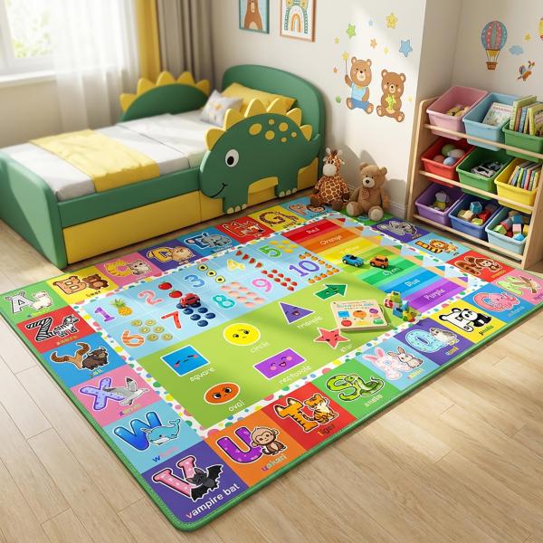 商品名:  Wiero ABC Alphabet Rug for Kids Bedroom - 2.5x4 Feet Educational Numbers &amp; Animals Play Mat for Toddler Nurser...