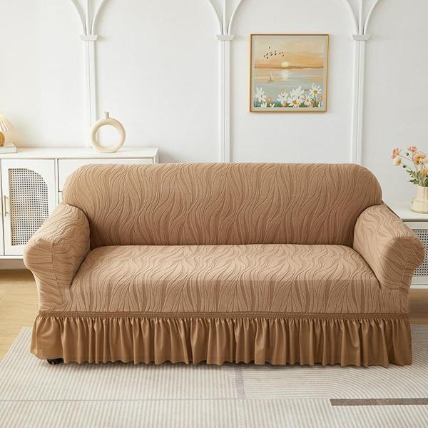 商品名:  LOKLNEYK Stretch Polyester Sofa Slipcover, Couch Covers for 3 Cushion Couch Cover with Skirt Pet Friendly, Easy Fi...