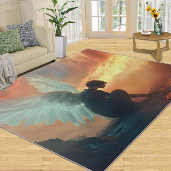 商品名:  Angel Rugs for Bedroom, Angel Wings Area Rug, Fantasy Rugs for Living Room, Indoor Non-Slip Rug, Machine Washable ...