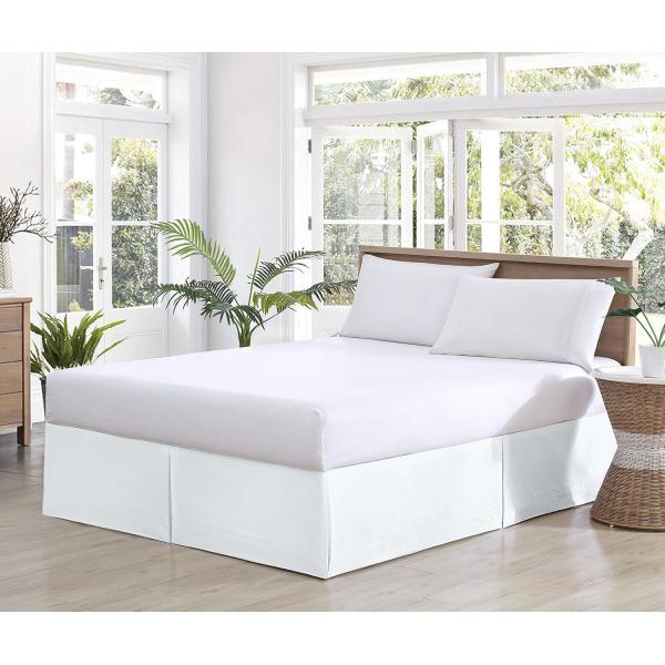 商品名: ベッドスカート クイーンサイズ ? 100%天然コットン 800TC スプリットコーナー ホワイト クイーン ベッドスカート 50.8 cm ドロップ ? センター&amp;コーナー プリーツ(ホワイト、クイーン 50.8 cm ...