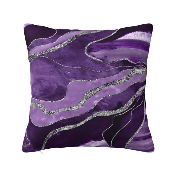 商品名:  Lalamelody Purple Marble Agate Silver Glam Throw Pillow Covers 18x18 inches Cushion Covers for Couch Home Bed Livi...