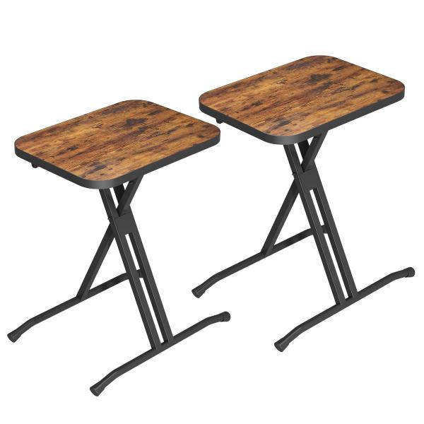 商品名: Kitstorack (キットストラック) 組み立て不要折りたたみテーブル テレビトレイ 2個セット 丸みを帯びた金属エッジ エクストラトール&amp;ラージ スナックソファサイドエンドテーブル ソファやベッドでの食事に ポータブ...