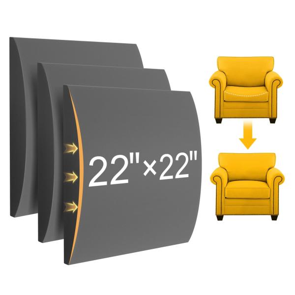 商品名: MYLIFESION(マイライフション) カウチクッションサポート たるんだシート用 22x22x2インチ 高密度フォームソファクッションサポート クッション下でのたるみの修復 グレー 3個セット MYLIFESION Couch...