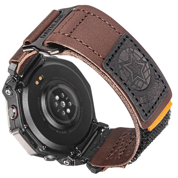 商品名:  DAVILANE 22mm Genuine Leather Magic Snap Watch Band Compatible with T-Rex 3, Adjustable Durable Secure Fastening H...