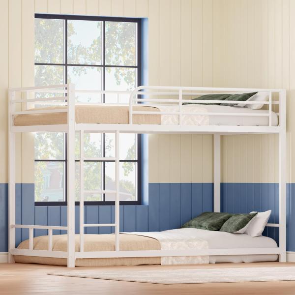 商品名:  Metal Bunk Bed Twin Over Twin, Low Profile Bunk Bed Frame with Ladder &amp; Full Length Guardrail, Heavy Duty Meta...