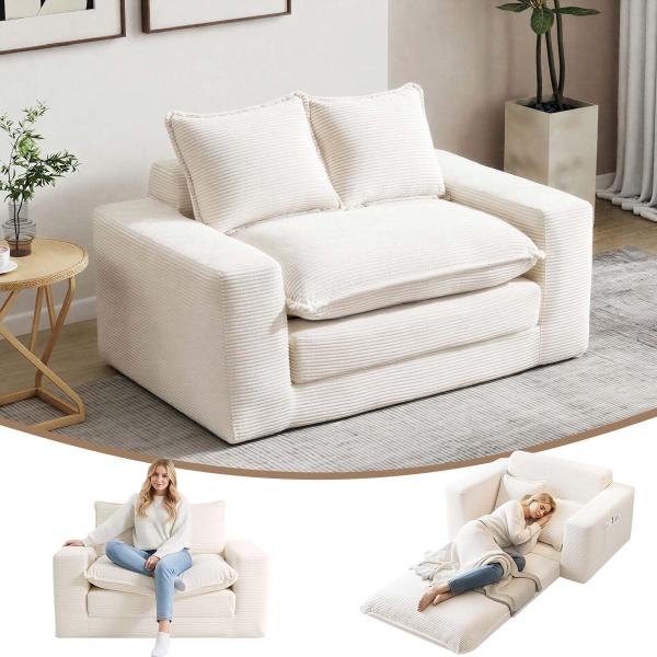 商品名:  CAFUZY 56" Convertible Futon Sofa Bed Twin Size | 2?in?1 Folding Couch for Small Spaces | Boneless Sleeper Sofa Co...