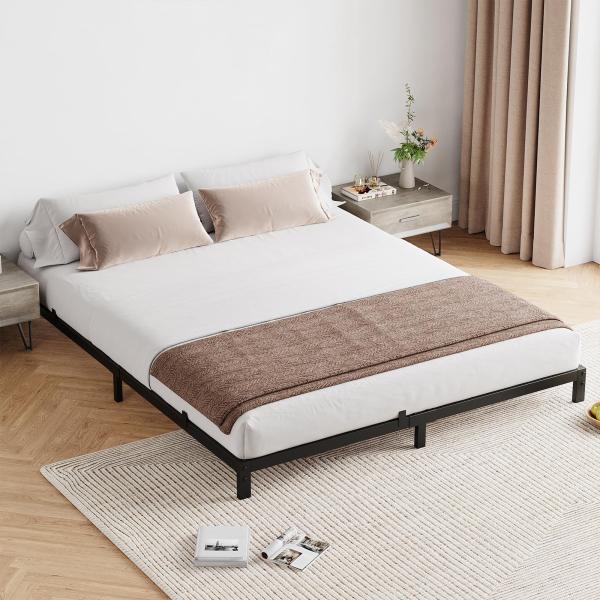 商品名:  FinerFurnis Low Profile Full Size Metal Bed Frame - 6 Inch Heavy Duty Platform - 800 lbs Support - Strong Slats - ...