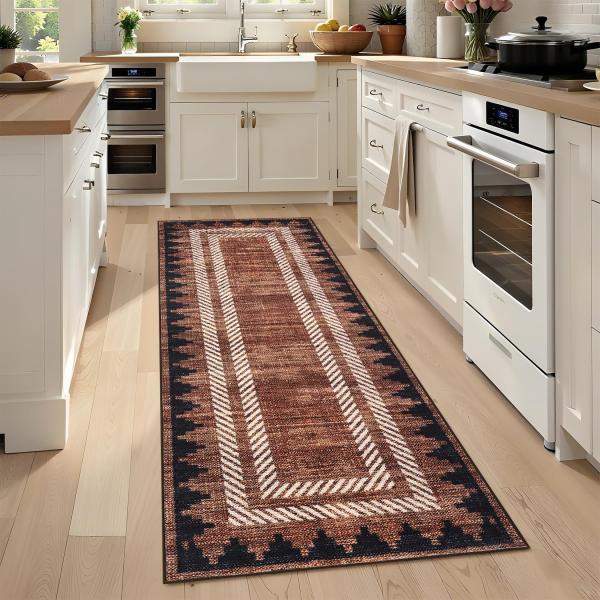 商品名:  Garvee Modern Brown Border Washable 2x6 Runner Rugs for Hallway Kitchen Bedroom Beside Laundry Room Bathroom Rug, ...