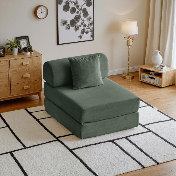 商品名:  31.5'' Convertible Compressed Corduroy Folding Cloud Sofa Bed, Modern Boneless Pull Out Sleeper Sofa Couch in a Bo...
