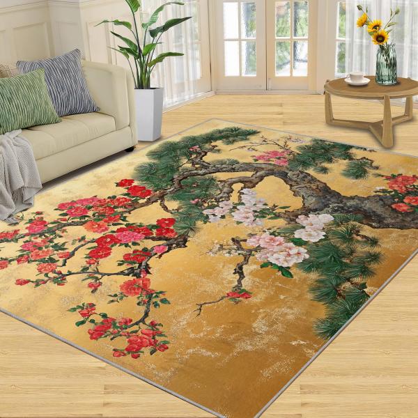 商品名:  BAFABUI Vintage Rug &amp; Home Decor - 2x3 Rug, Floral &amp; Tree Rugs for Entryway Living Room Bedroom, Yellow Pa...