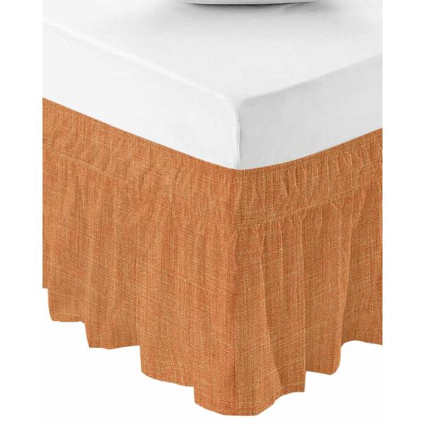 商品名:  RisQiten Burnt Orange Burlap Texture Bed Skirt Queen Size 16 Inch Drop, Adjustable Elastic Bedskirt Dust Ruffle fo...