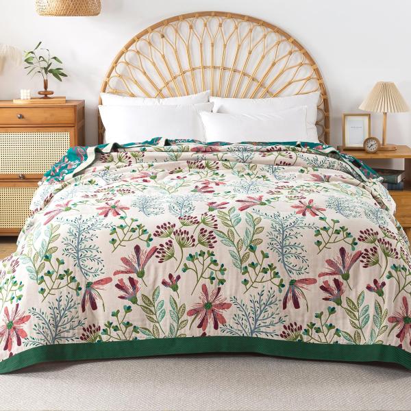 商品名: Shesuki ボーホースローブランケット ベッド用 - 100%ピュアコットン ウルトラソフト 素朴なキルト - ファームハウス装飾ベッドブランケット オールシーズン 素朴なスローソファ カウチチェア用 (50インチ × 60イ...