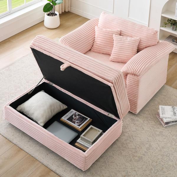 商品名:  47'' Boneless Lounge Chair Sofa with Storage Ottoman,Modern Corduroy Cloud Couch with Wrapped Armchair&amp;USB Por...