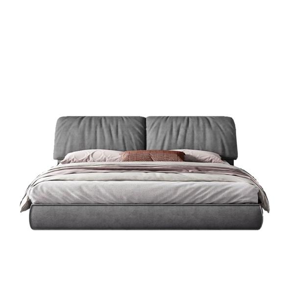 商品名:  LSIGHTUS Minimalist Gray Genuine Leather Wood Bed Upholstered Platform Bed Frame with Headboard and Storage Drawer...