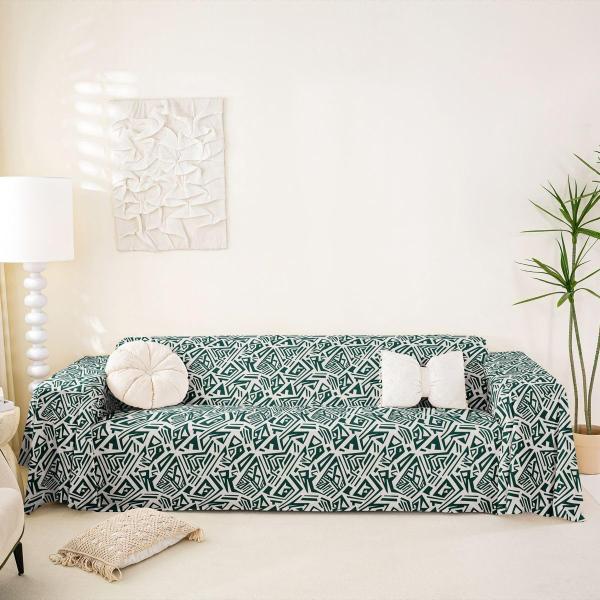 商品名:  Erosebridal Dark Green Geometric Couch Cover Bohemian Jacquard Sofa Cover Boho Ethnic Couch Protector Modern Simpl...
