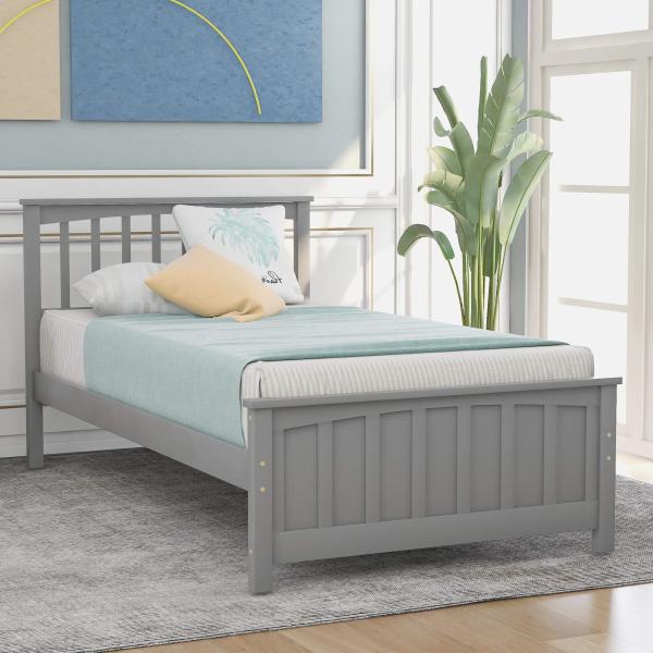 商品名:  Bellemave Twin Bed Wooden Platform Frame Headboard Solid Wood Captain Beds for Boys Girls Teens, No Box Spring Nee...