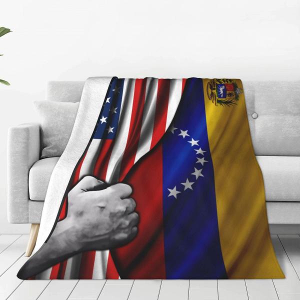 商品名:  Throw Blanket USA America Flag and Venezuela Flag Travel Blankets Queen Size Soft 50"x40" Cozy Throw Blanket for C...