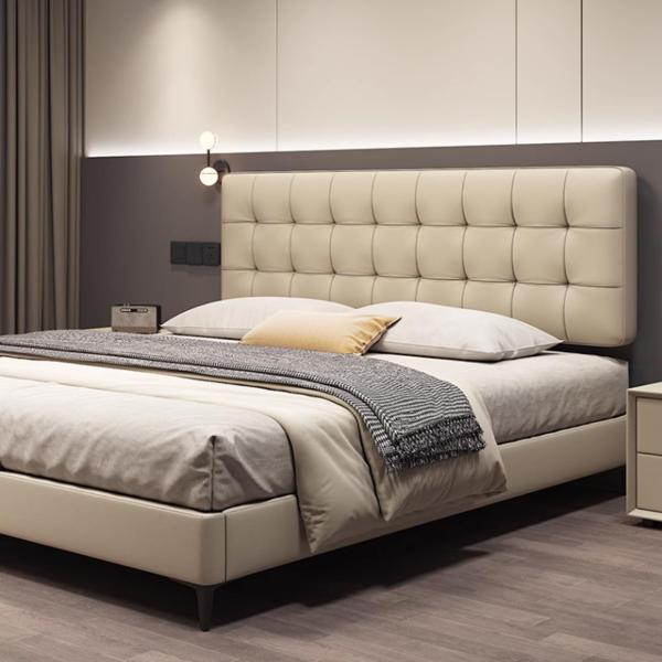 商品名:  DLCQIJI Minimalist Queen Size Genuine Leather Wood Bed with Wingback Headboard and Storage Drawers Wooden Slats Su...