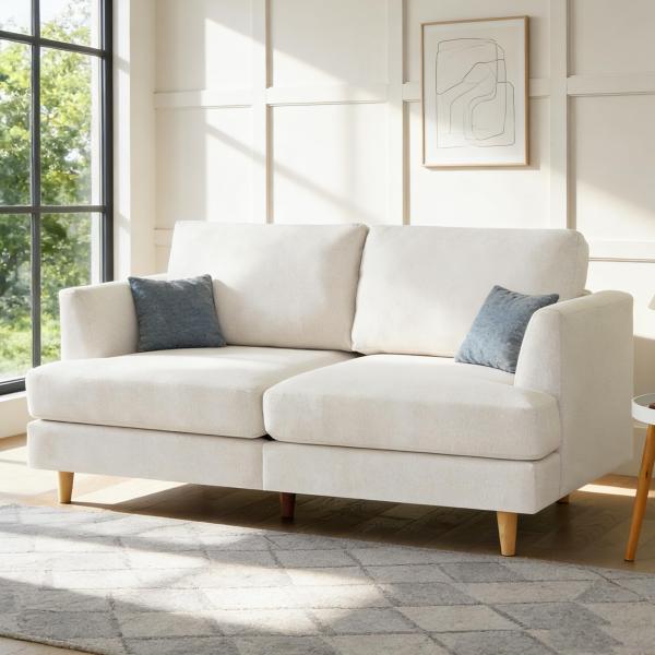 商品名: Busaurus 56インチ ラブシートソファ、リビングルーム用小型ラブシートソファ ミッドセンチュリーモダンディープシートソファ 木製脚付き アパート、オフィス、小さなスペース用コンパクトソファ ベージュ Busaurus 56...